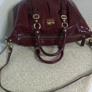 Coach | Bags | Coach Ruby Red Patent Leather Pleated Bag | Poshmark